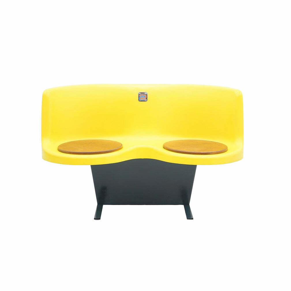 Original Brunswick USA Fiberglass Bench Yellow Vintage 70er | Vinterior