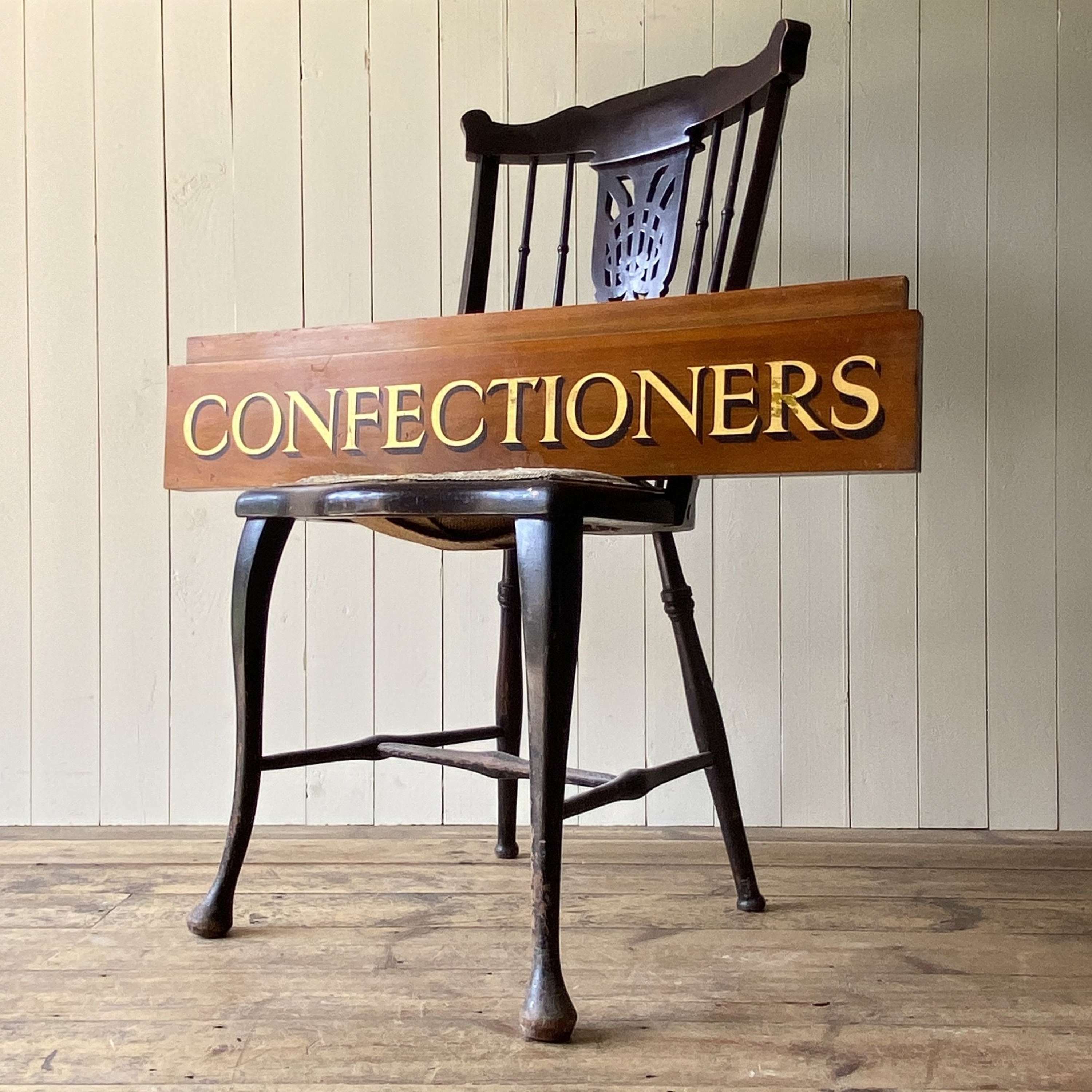 Vintage Mahogany Confectioners Sign | Vinterior