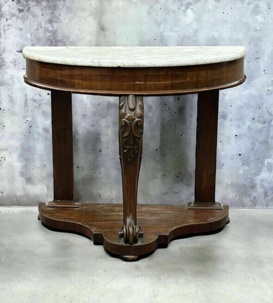 Victorian Half Round Hall Table With Marble Top | Vinterior