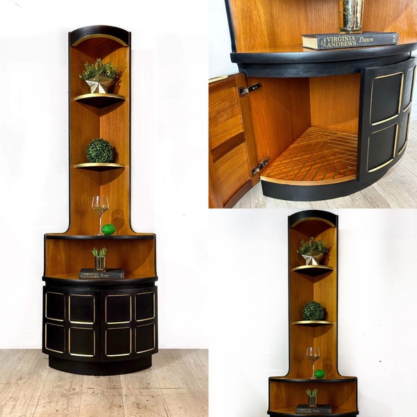 Black And Gold Nathan Corner Cabinet, Drinks Cabinet | Nathan | Vinterior