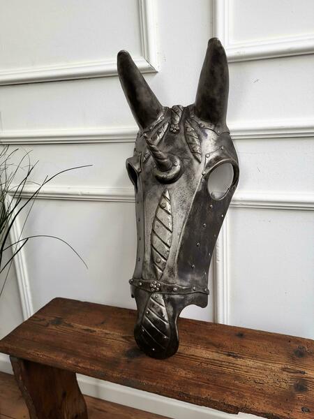 18th Century Italian Wrought Iron Chamfron, Shaffron, Horse Armour Mask ...