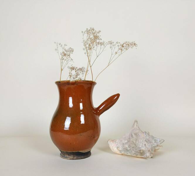 French Antique Rustic Glazed Terracotta Earthenware Redware Toupin ...