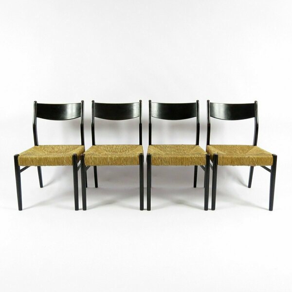 Set Of 4 Belgian Straw Dining Chairs, 1950s | Vinterior