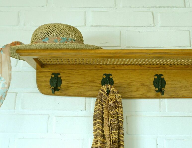 Vintage Coat Rack Rattan Shelf Mcm Hat Rack Yugoslavia 1960's Wooden ...