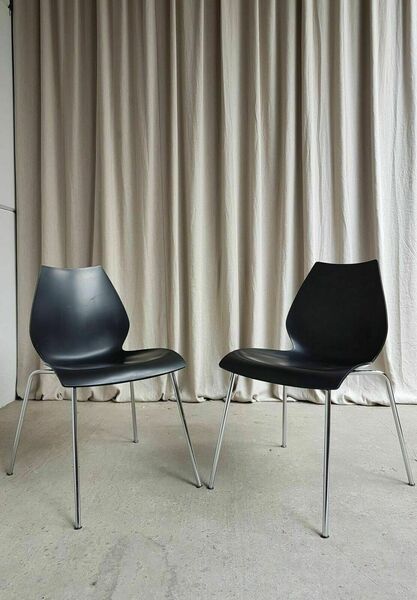 Vtg Mid Century Style Italian Chrome Set Of 2 Maul Dining Chairs By ...