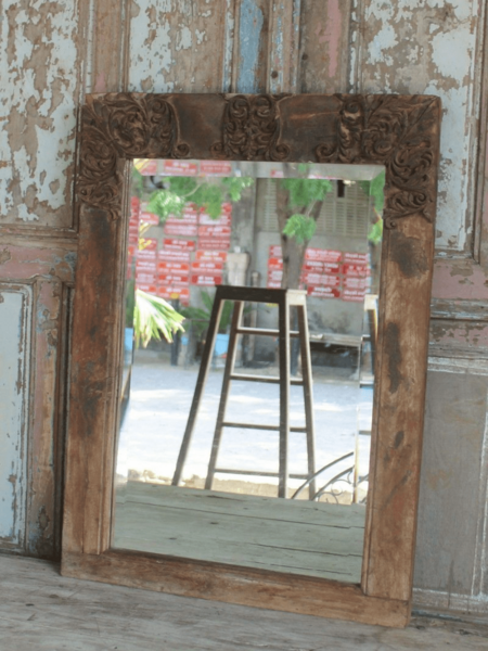 19th Century Carved Haveli Window Frame Made Into A Mirror | Vinterior