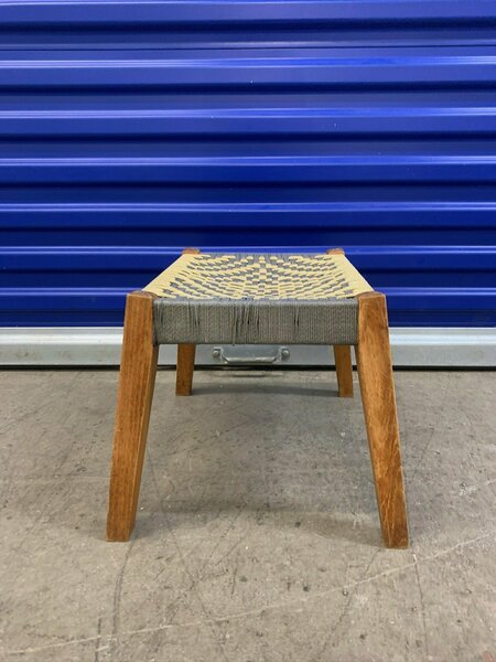 Cute Little Footstool With Woven Rope Seat And Slanted Legs | Vinterior