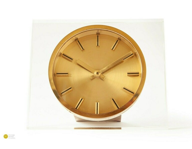 Lucent Kienzle Acrylic Desk Clock Modernist Mid Century Atomic Bauhaus ...