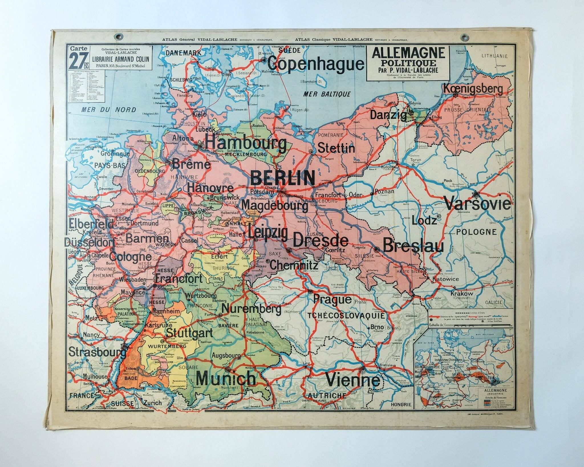 Original Mid Century Large Vintage French Educational School Wall Chart ...