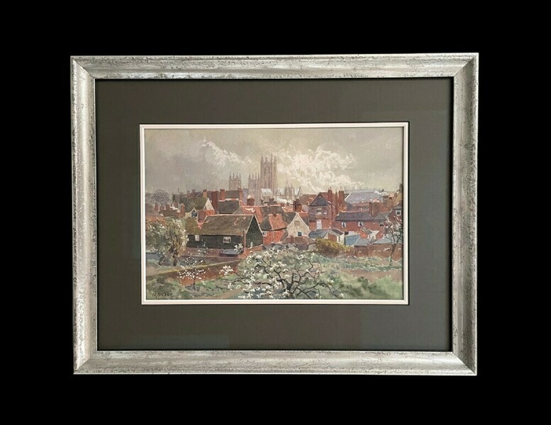 Fine Watercolour Of Canterbury Cathedral By Martin Snape C.1920 | Vinterior