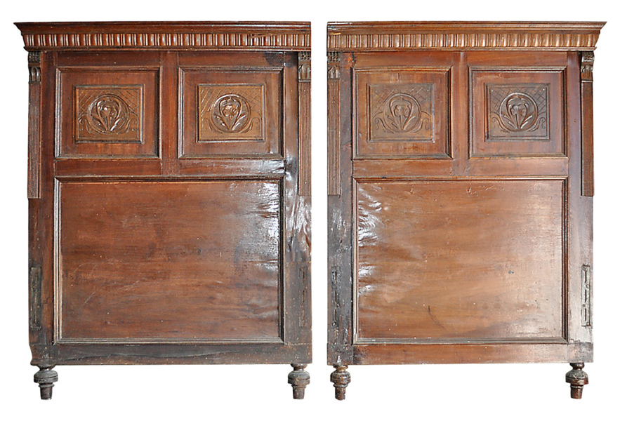 1900s Antique Pair Of Old German Headboard, Brown | Vinterior