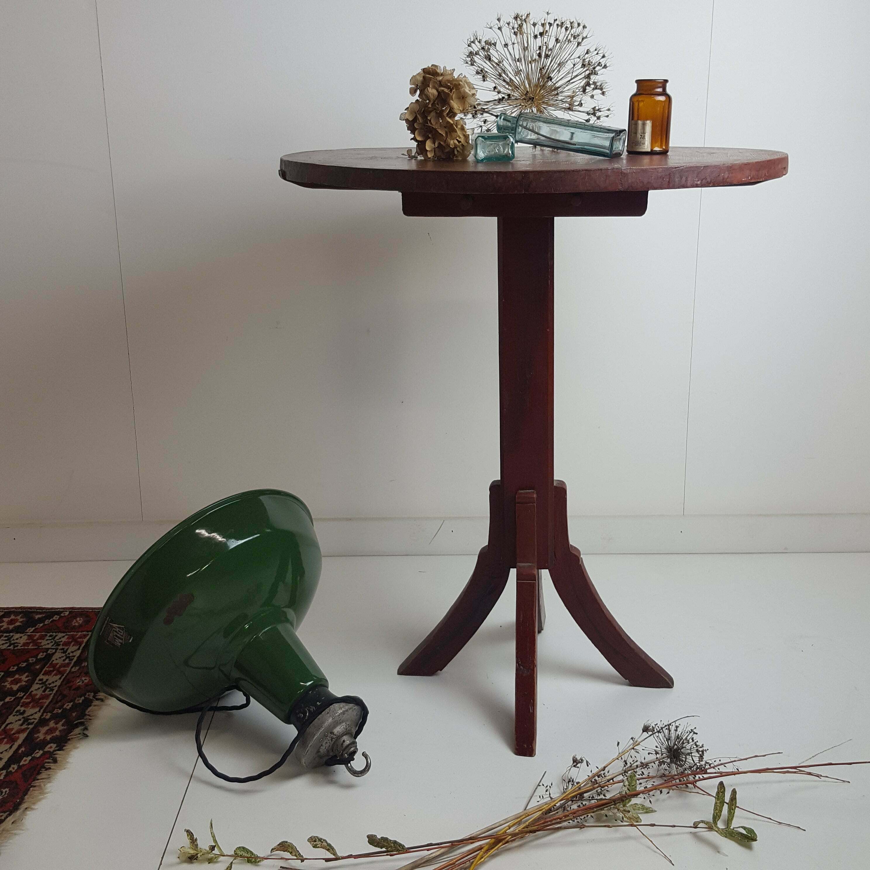 Antique Primitive Dark Red Swedish Tavern Table Circa 1850s | Vinterior