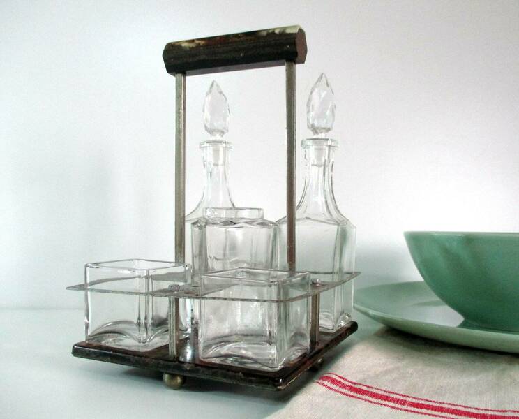 Bakelite Condiment Holder French Antique Cruet Set 5 Piece Condiment ...