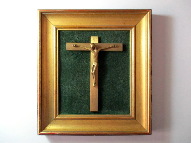 Antique Framed Crucifix | French Art Nouveau Crucifix | Primitive ...