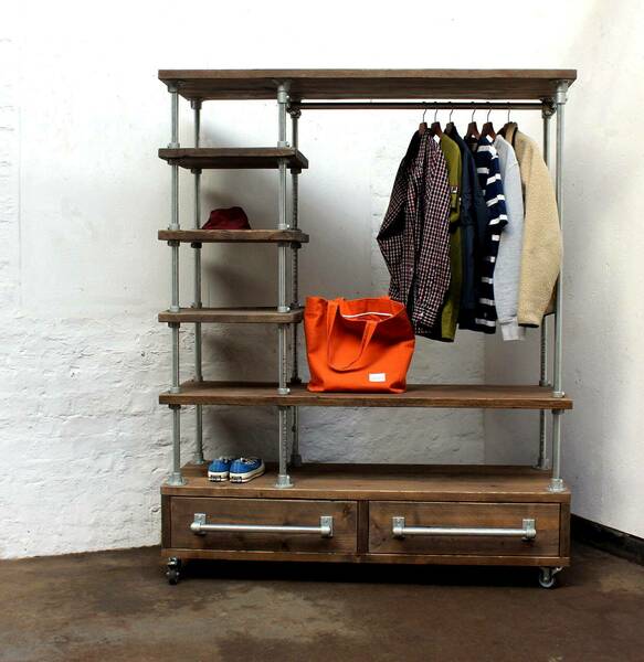 Geno Light Walnut Recycled Scaffolding Board And Galvanised Pipe ...