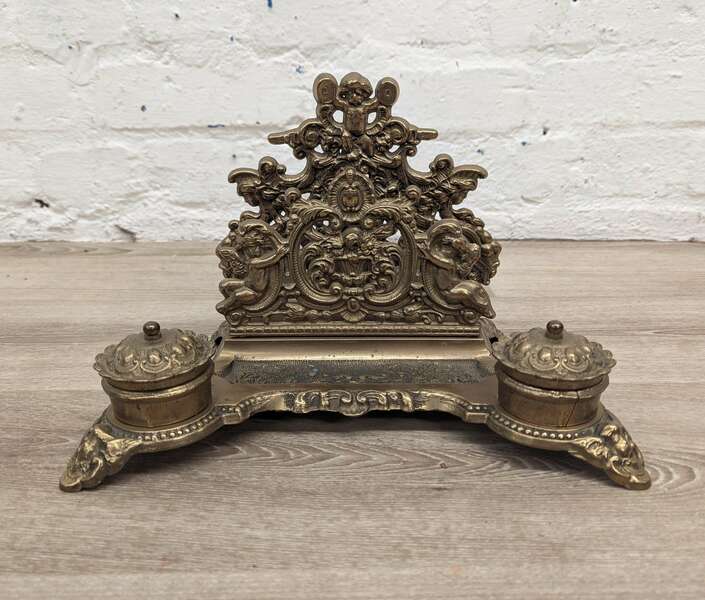 Antique Brass Ink Stand, 1800s | Vinterior