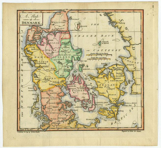 Antique Map Of Denmark, 1700s | Vinterior