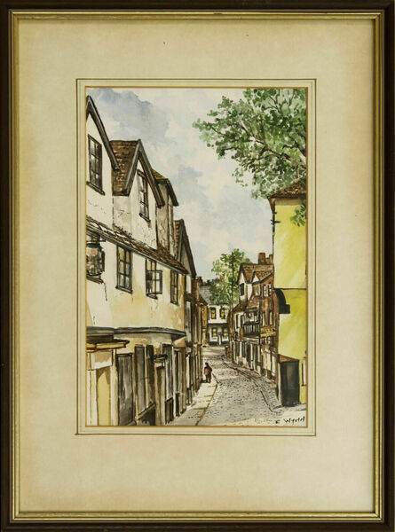 Watercolour By Eric Wynn. Titled "Elm Hill, Norwich" | Vinterior