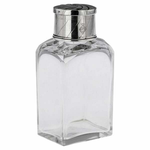 19th Century Victorian Solid Silver & Glass Travelling Flask, London, C ...