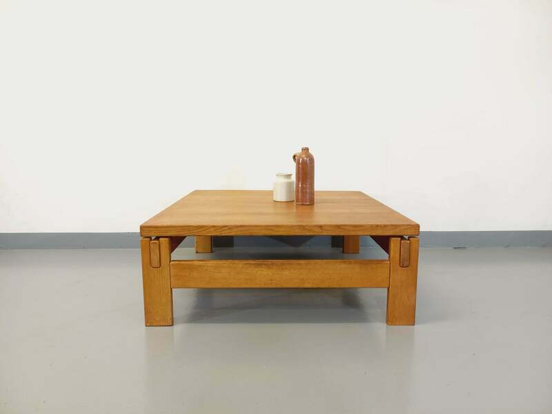 Square Oak Coffee Table, 1960s | Pierre Chapo | Vinterior