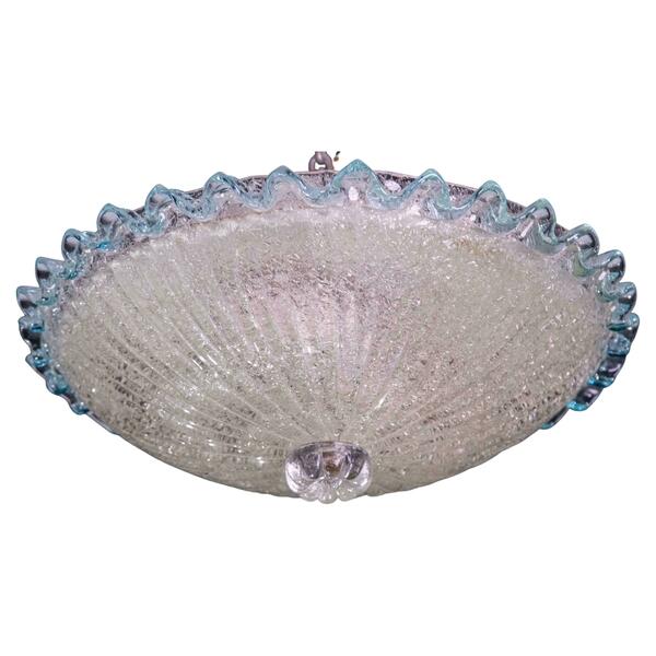 Italian Blue Glass Ceiling Fixture By Barovier & Toso, Murano, 1960 ...