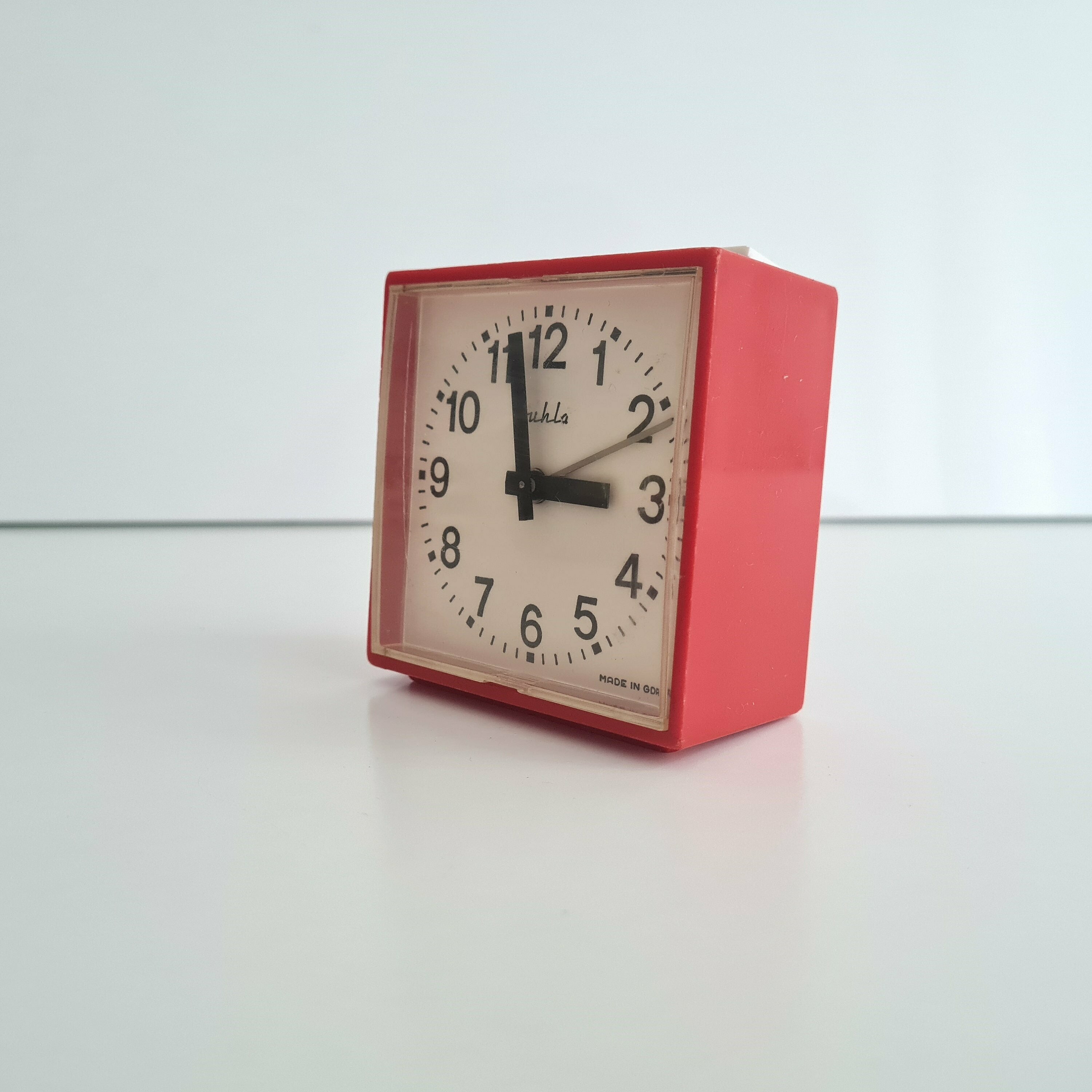 Vintage Mid Century Modern Red Mechanical Alarm Clock Ruhla Gdr 70s ...