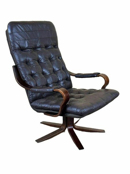 60er 70er Jahre Sessel Easy Chair Ledersessel Drehsessel Danish Modern ...
