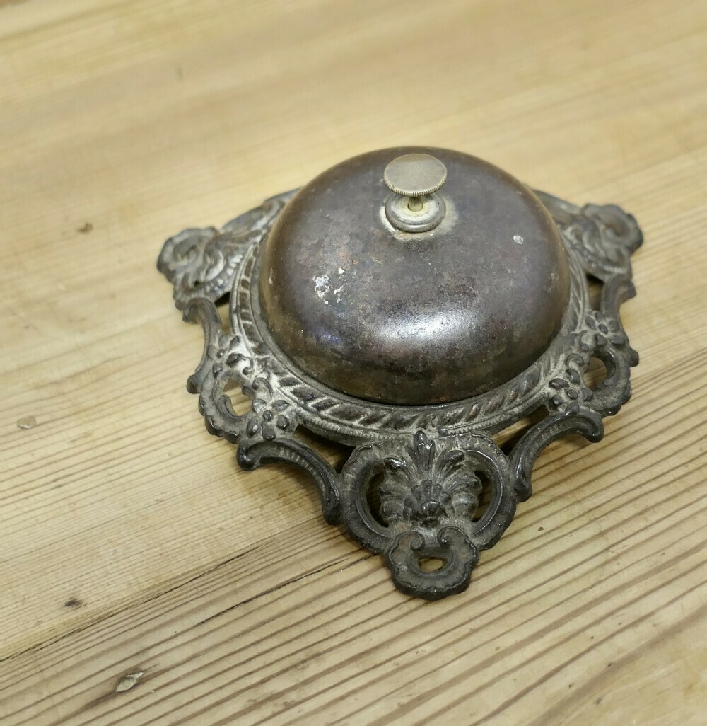 Victorian Decorative Iron Courtesy Counter Top Bell, Reception Desk ...