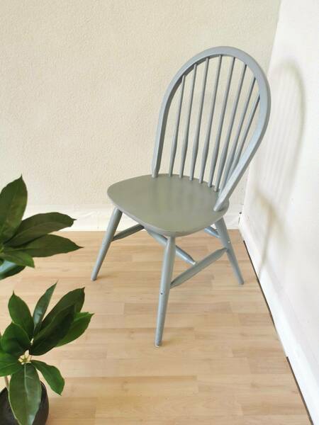Vintage Gray Wooden Chair / Yugoslavia, 1970s / Farmhouse Dine Chair ...