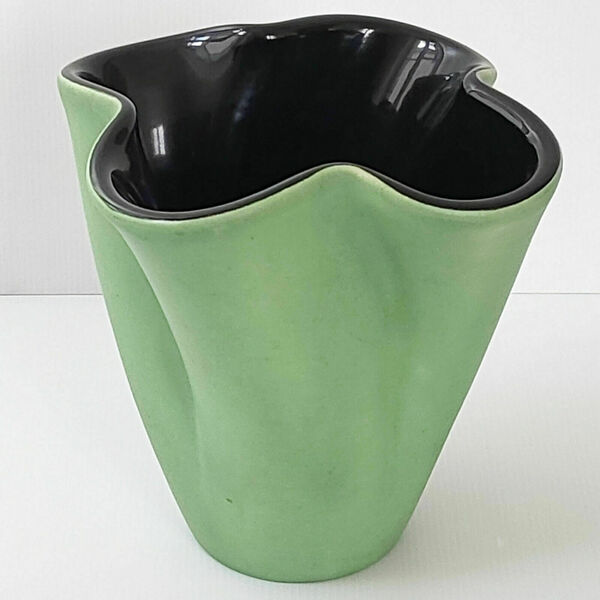 Vintage Vase 1950 Ceramic Elchinger France Water Green & Black 50s ...