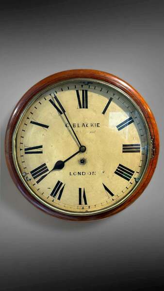 Beautiful Antique English Mahogany Station Clock By Renowned Watchmaker ...