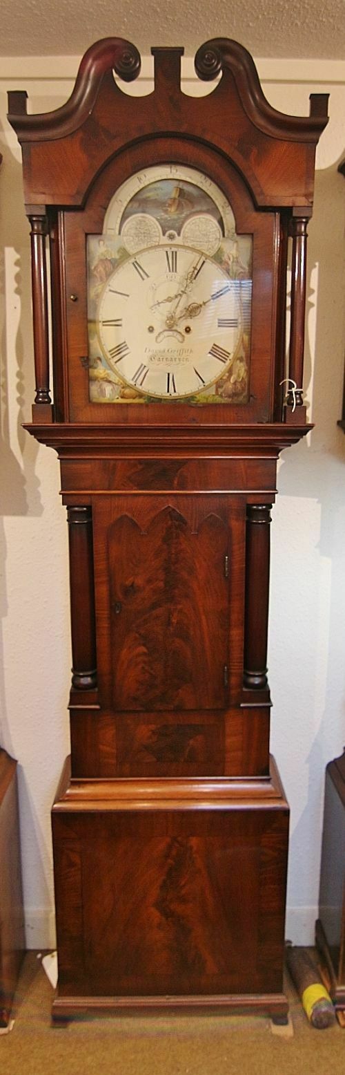 19th Century Mahogany 8 Day Rolling Moon Longcase Clock 'David Griffith ...