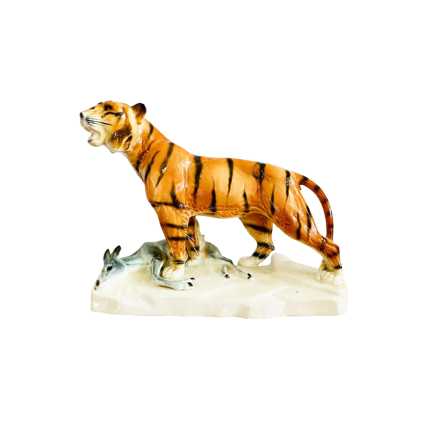 Vintage Tiger Sculpture Porcelain | Vinterior