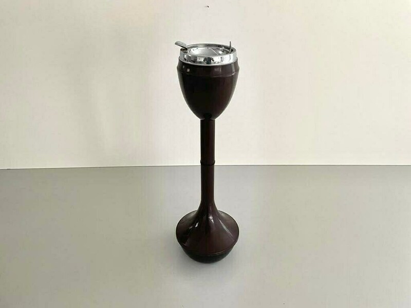 Brown And Chrome Metal Self Standing Industrial Floor Ashtray, 1970s ...