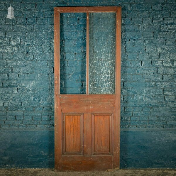 Half Glazed Door, Pine Gunstock Rails, Floral Textured Glazing | Vinterior