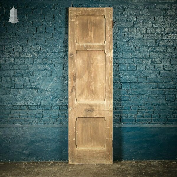 Narrow Paneled Door, 19th C Pine With Stop Chamfer Detail | Vinterior