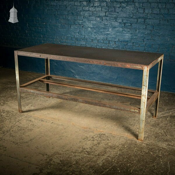 Large Steel Industrial Workshop Bench Table | Vinterior