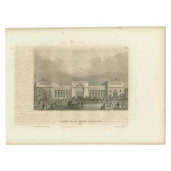 Antique Print Of The Palais De La Légion D'honneur, Paris, France, 1844 ...