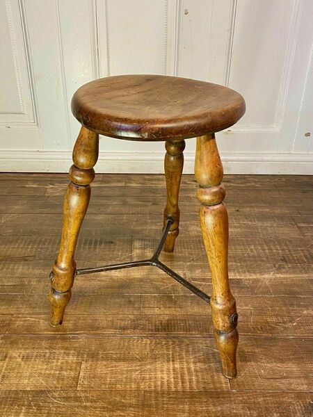 Rare Antique Victorian Solid Elm Lace Makers Stool. | Vinterior