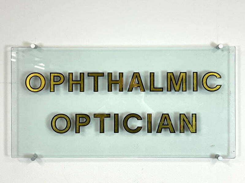 Vintage Ophthalmic Optician Hand Painted Glass Sign | Vinterior