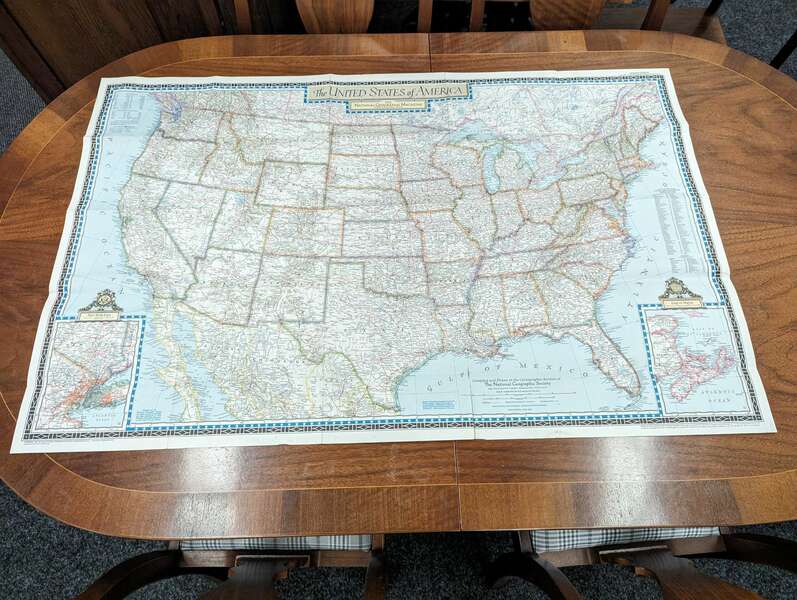 1950's Gilbert Grosvenor Map Of The United States | Vinterior