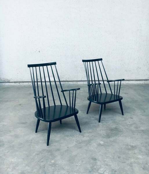 Scandinavian Design Spindle Back Lounge Chair Set, Denmark 1960's ...