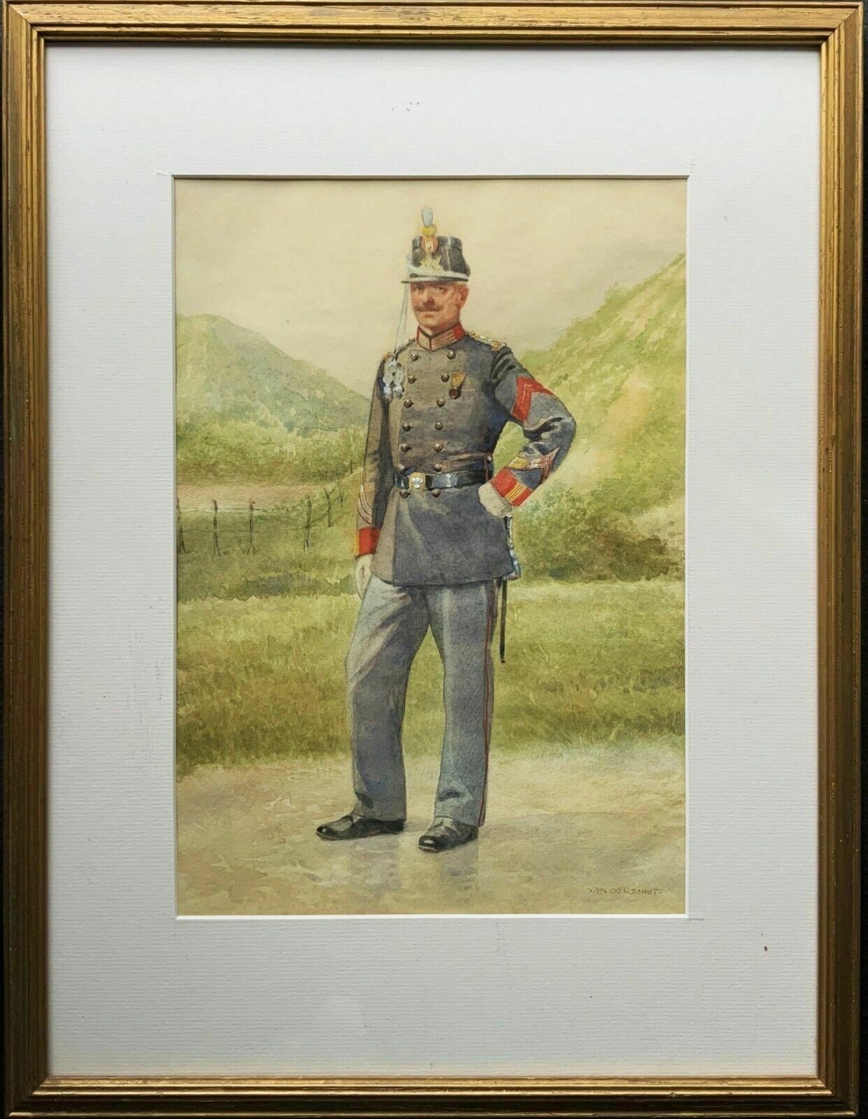 Superb C19th Dutch Sergeant Major Soldier Military Watercolour Portrait ...