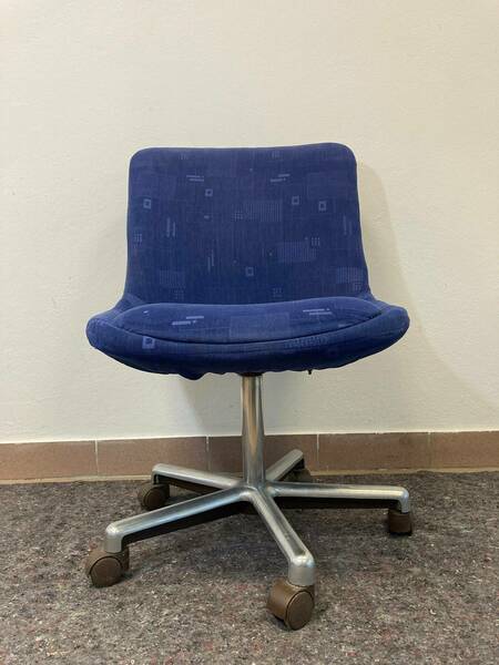 Mid Century Desk Chair / Blue Office Chair With Wheels / 70s 80s ...
