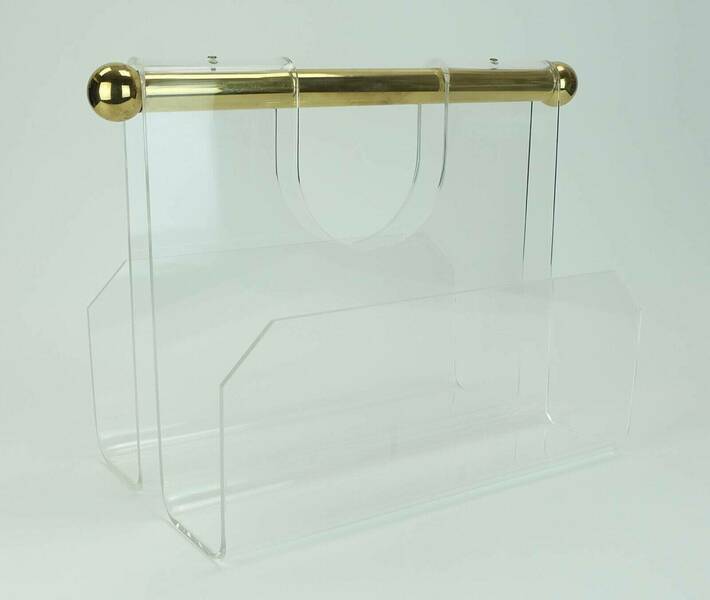 Transparent Lucite Acrylic Magazine Rack 1970s 1980s Space Age | Vinterior