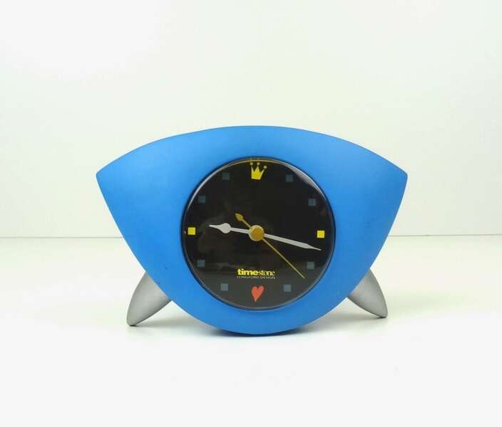 Beautiful 80s Postmodern Blue Memphis Age Desk Clock By Timestone ...