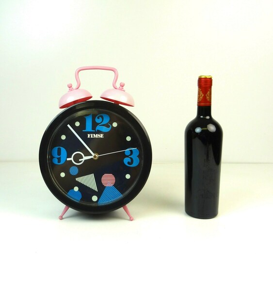 Beautiful 80s Postmodern Memphis Age Desk Clock In Xl Alarm Clock Shape ...
