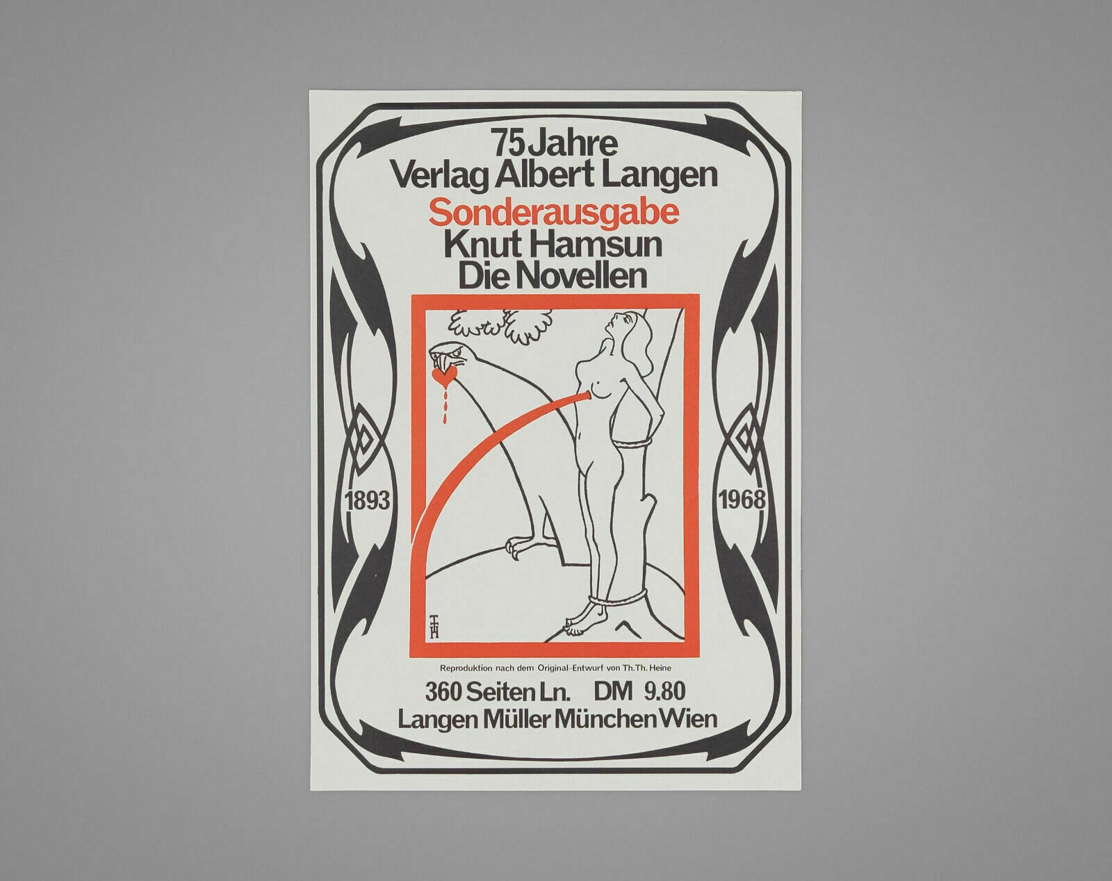 Original Genuine Vintage 1960s Knut Hamsun Art Nouveau Literature ...
