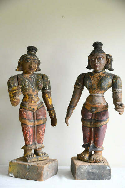 Pair Indian Temple Figures, 1800s | Vinterior