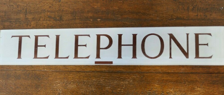 Original Gpo Glass “Telephone” Sign From A Red Phone Box | Vinterior